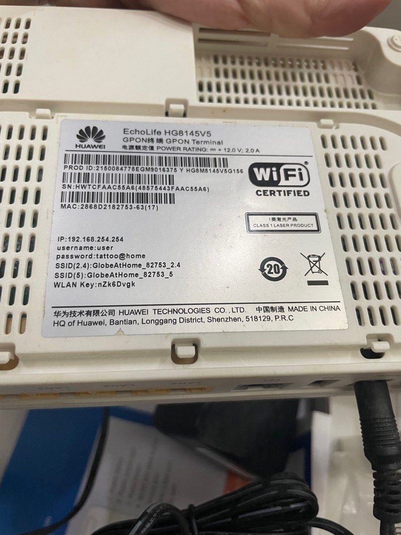 Globe At Home Huawei HG8145V5 Router Adaptor 9v 1A, Computers & Tech ...