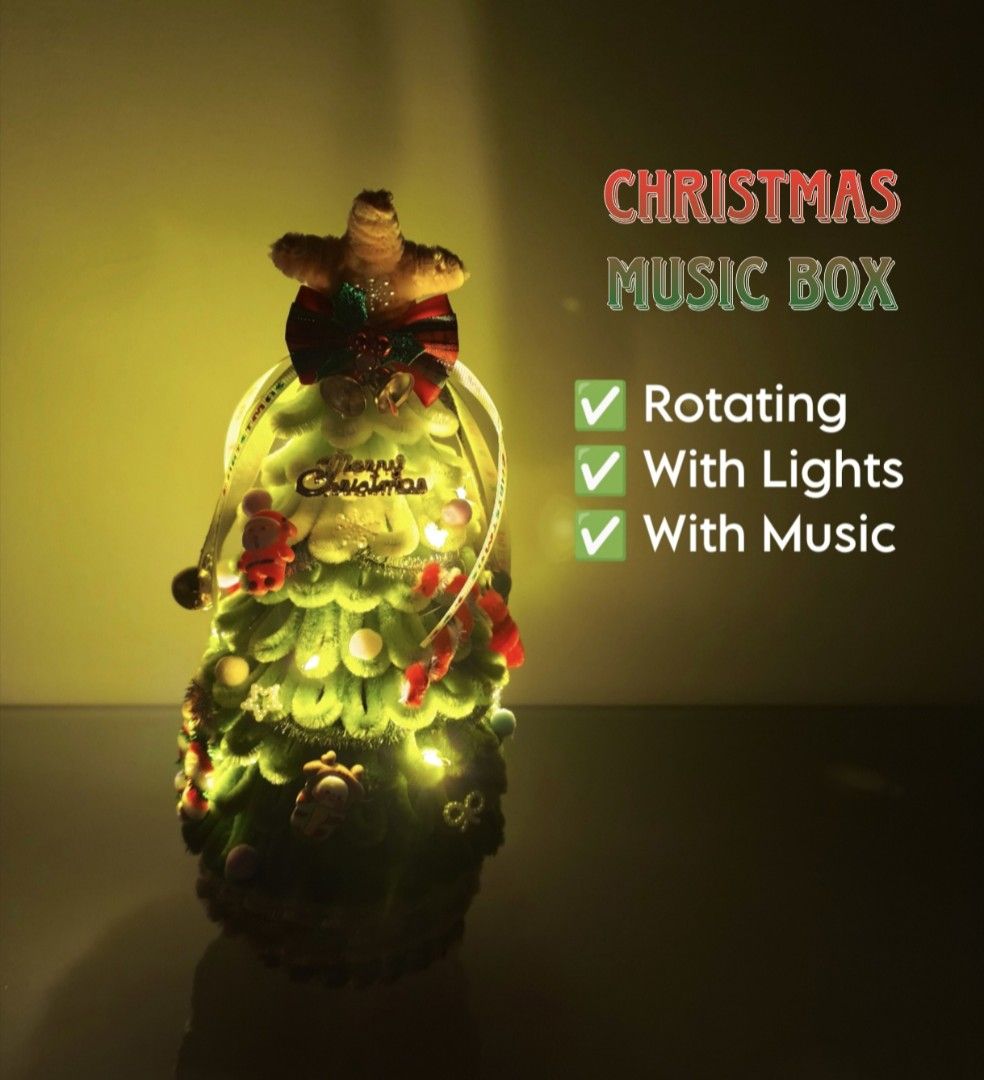 [LOCAL IN STOCK] Rotating Christmas Tree Music Box Display with Lights ...