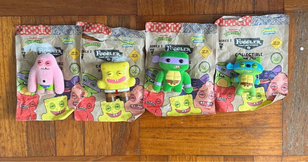 Rare Fuzzy Fuggler Series 2 Keychains - Patrick,SpongeBob,Donatello ...