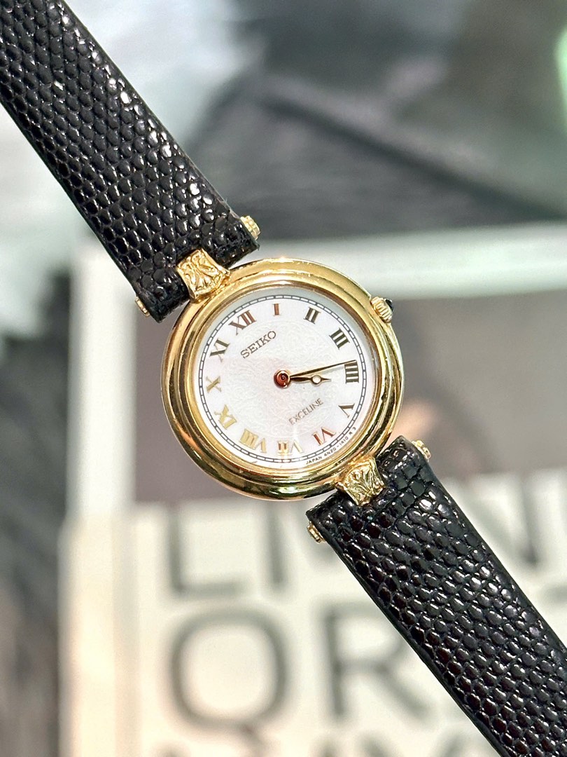 Vintage SEIKO Roman Dial with T-lugs Gold-plated Round Case Watch ...