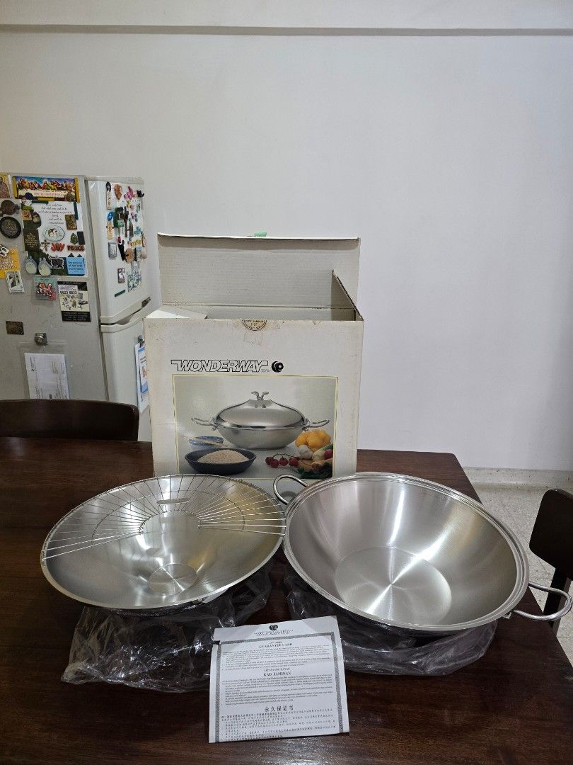 Wonder way stainless steel 38cm wok, Furniture & Home Living ...