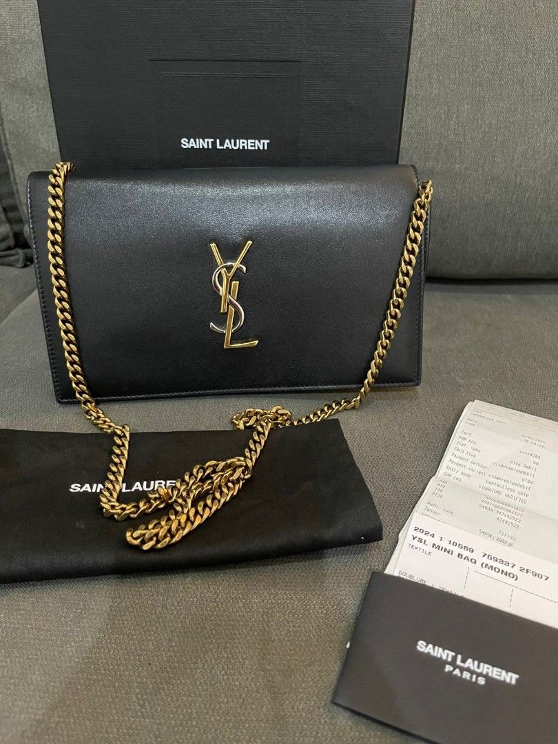 YSL kate black ghw sz 22 with receipt 2025, db booklet rec year card ...