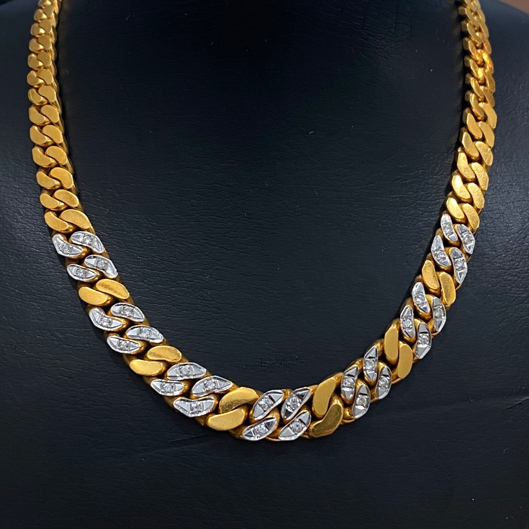 916 22K Yellow Gold Diamond Necklace H512111313, Women's Fashion ...