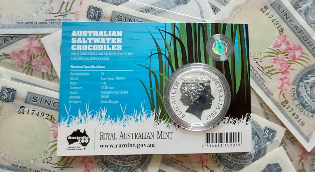 99.9% Silver , 2013 Bindi, Australian Saltwater Crocodiles, $1 Silver ...
