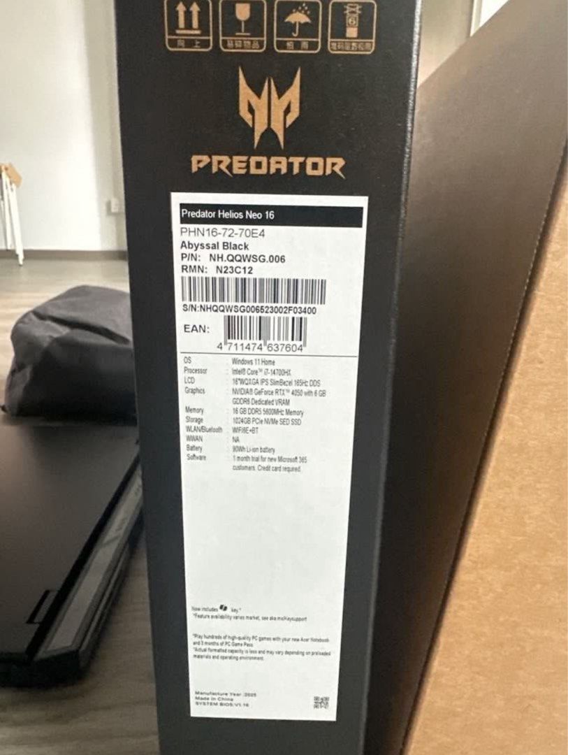 ACER Predator Helios Neo 16 RTX4050 32GB RAM Intel i7-14700 2x M.2 SSD ...
