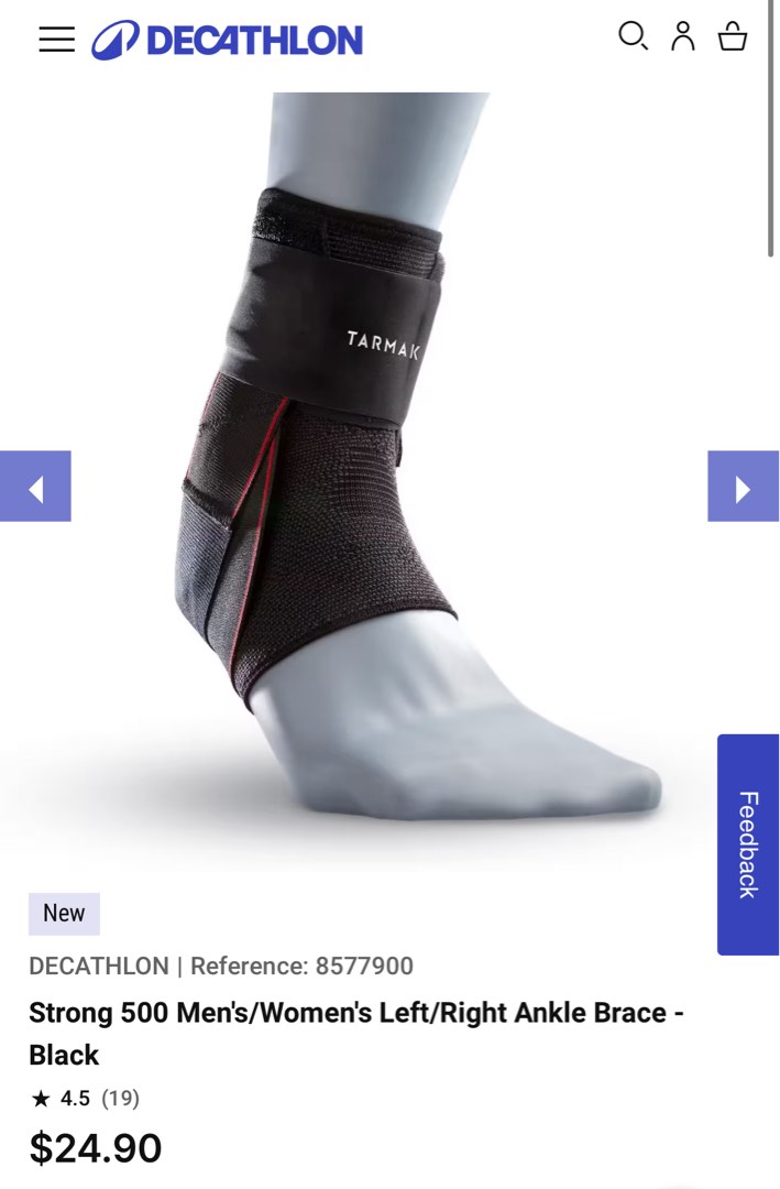 Decathlon Tarmak Strong 500 Ankle Brace - Black, Health & Nutrition ...