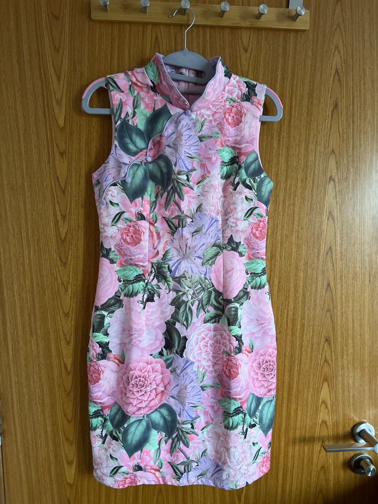 Gorgeous Pink Peony Cheongsam Dress, Women's Fashion, Dresses & Sets ...