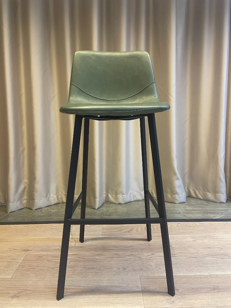 Green Faux Leather Bar Stools, Furniture & Home Living, Furniture ...