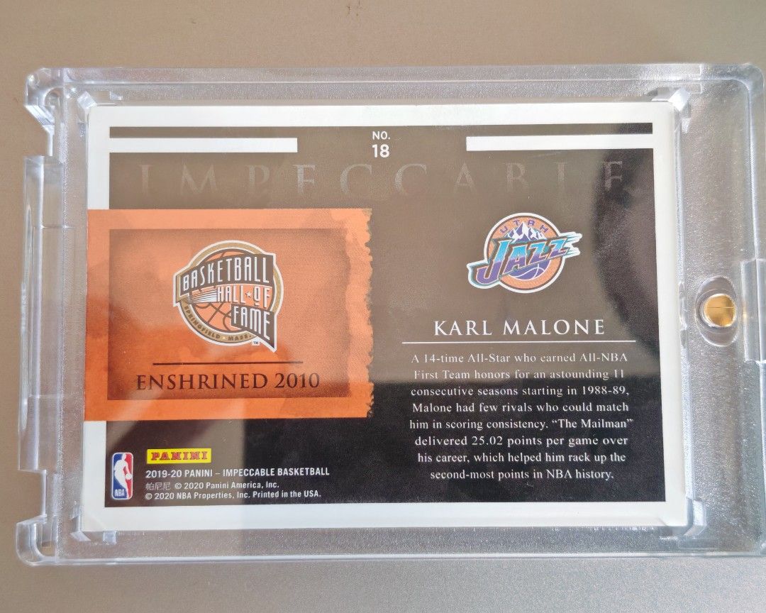 (低限量25) Karl Malone Panini Impeccable Hall Of Fame 1 Troy Silver NBA卡 ...