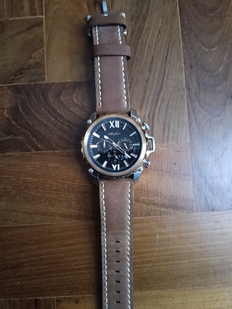 Marshall brown leather analog chronograph wrist watch, Luxury, Watches ...