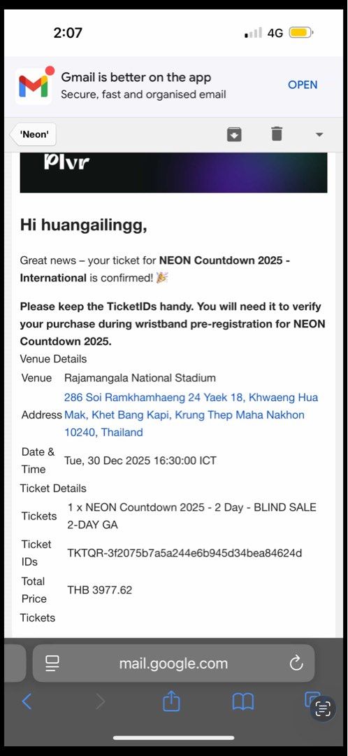NEON Countdown Bangkok 2025 - 2 Day GA Ticket, Tickets & Vouchers ...