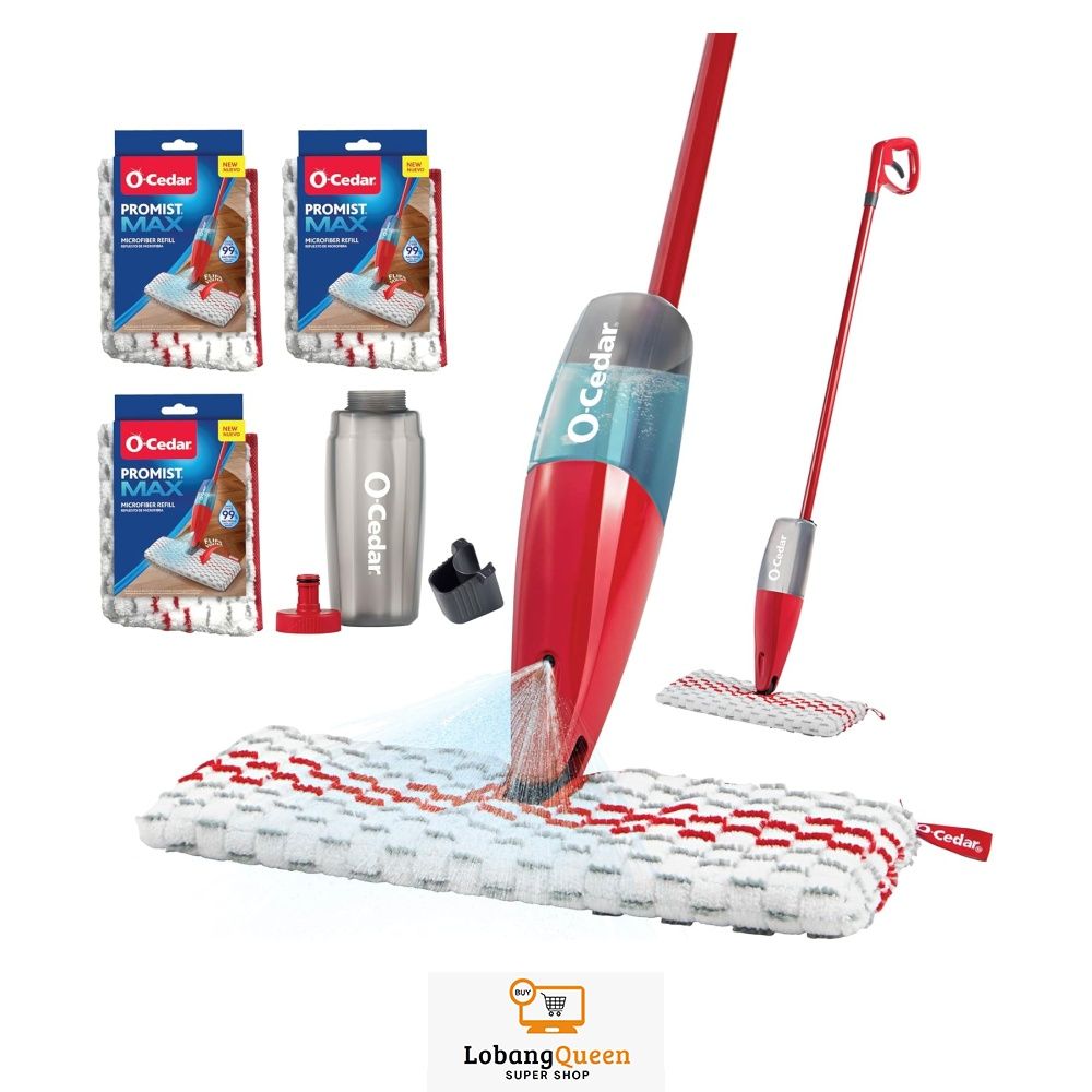 O-Cedar ProMist MAX Spray Mop, PMM with 3 Extra Refills, Red, Furniture ...