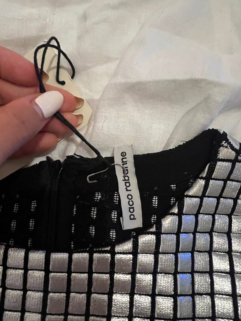 Paco Rabanne Silver Mini Dress - Brand New, Women's Fashion, Dresses ...