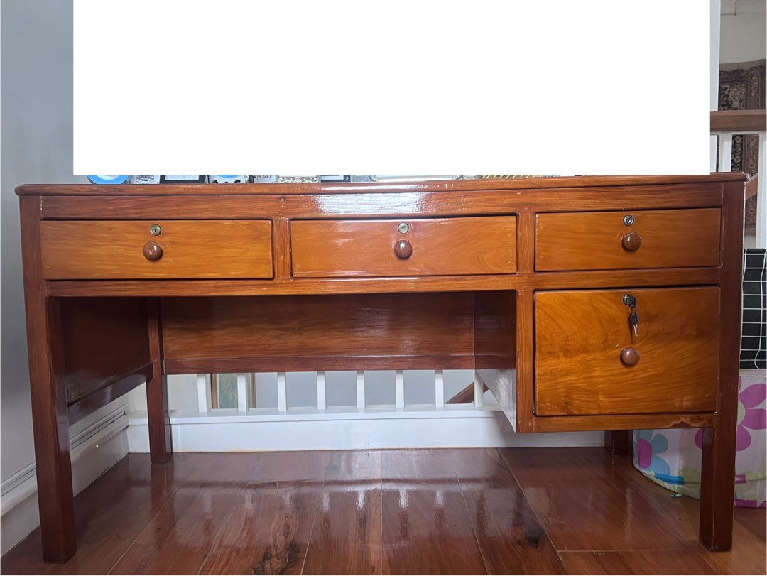 Red Narra Solid office Wooden Desk with Drawers, Furniture & Home ...