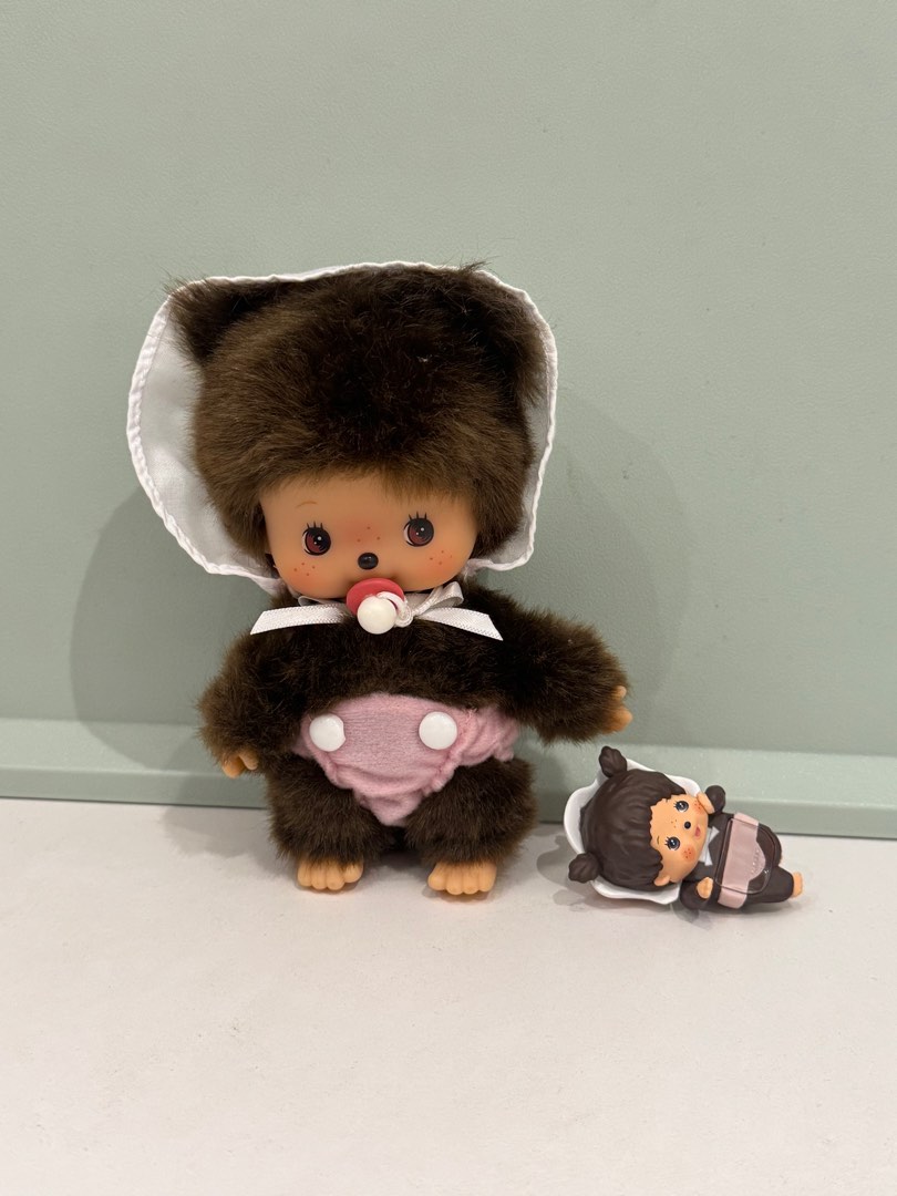 Sekiguchi Monchhichi Baby Doll + pink baby monchichi hipper plush ...