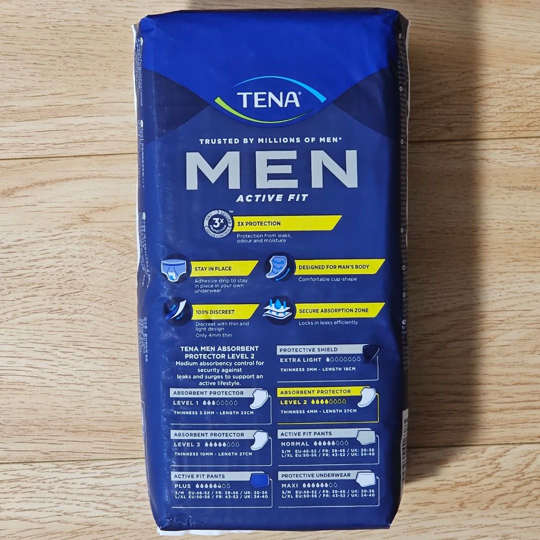 Tena Men Active Fit Absorbent Protector Level 2 Pads (20 Pieces ...