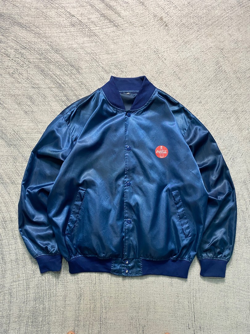 Vintage Coca-Cola Blue Satin Bomber Jacket, Men's Fashion, Coats ...