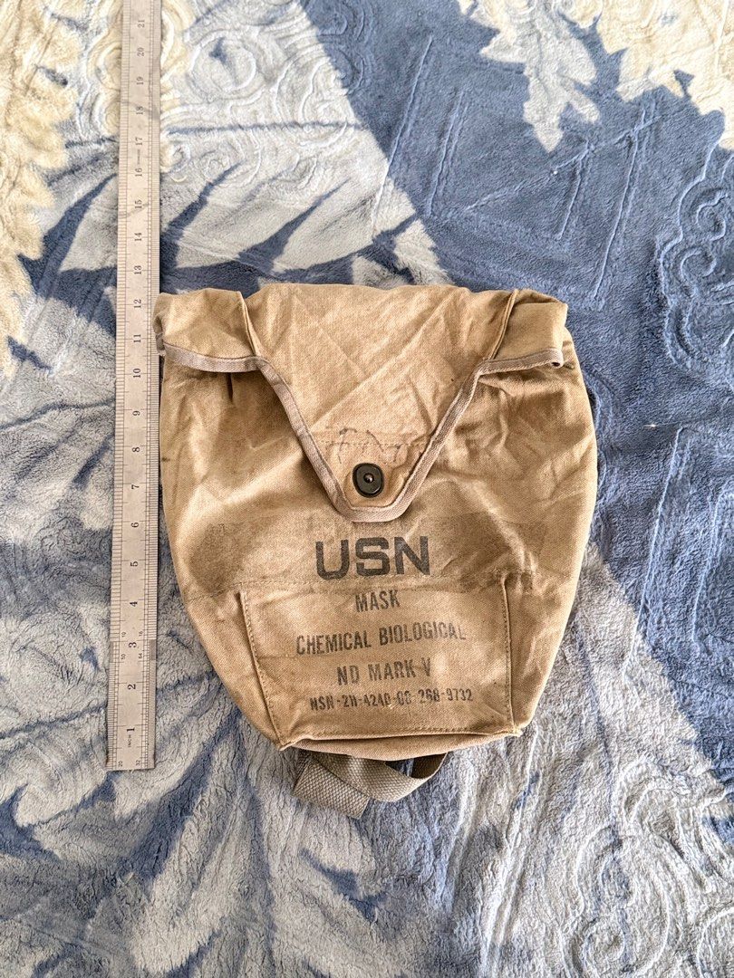Vintage WW II USN Chemical Biological Gas Mask Bag, Men's Fashion, Bags ...