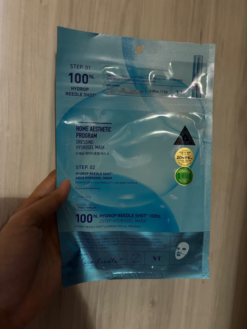 (4 pcs) VT Cica Reedle Shot 100 2-Step Hydrogel Mask, Beauty & Personal ...