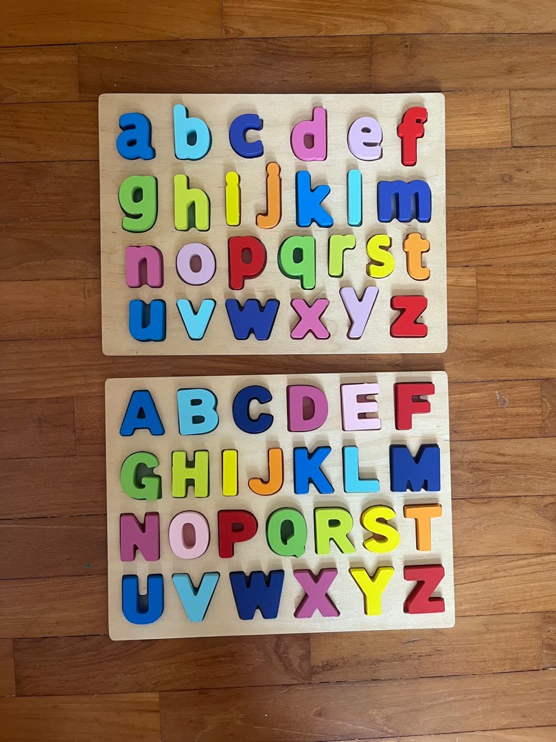 Wooden Alphabet Puzzles - Uppercase & Lowercase, Hobbies & Toys, Toys ...