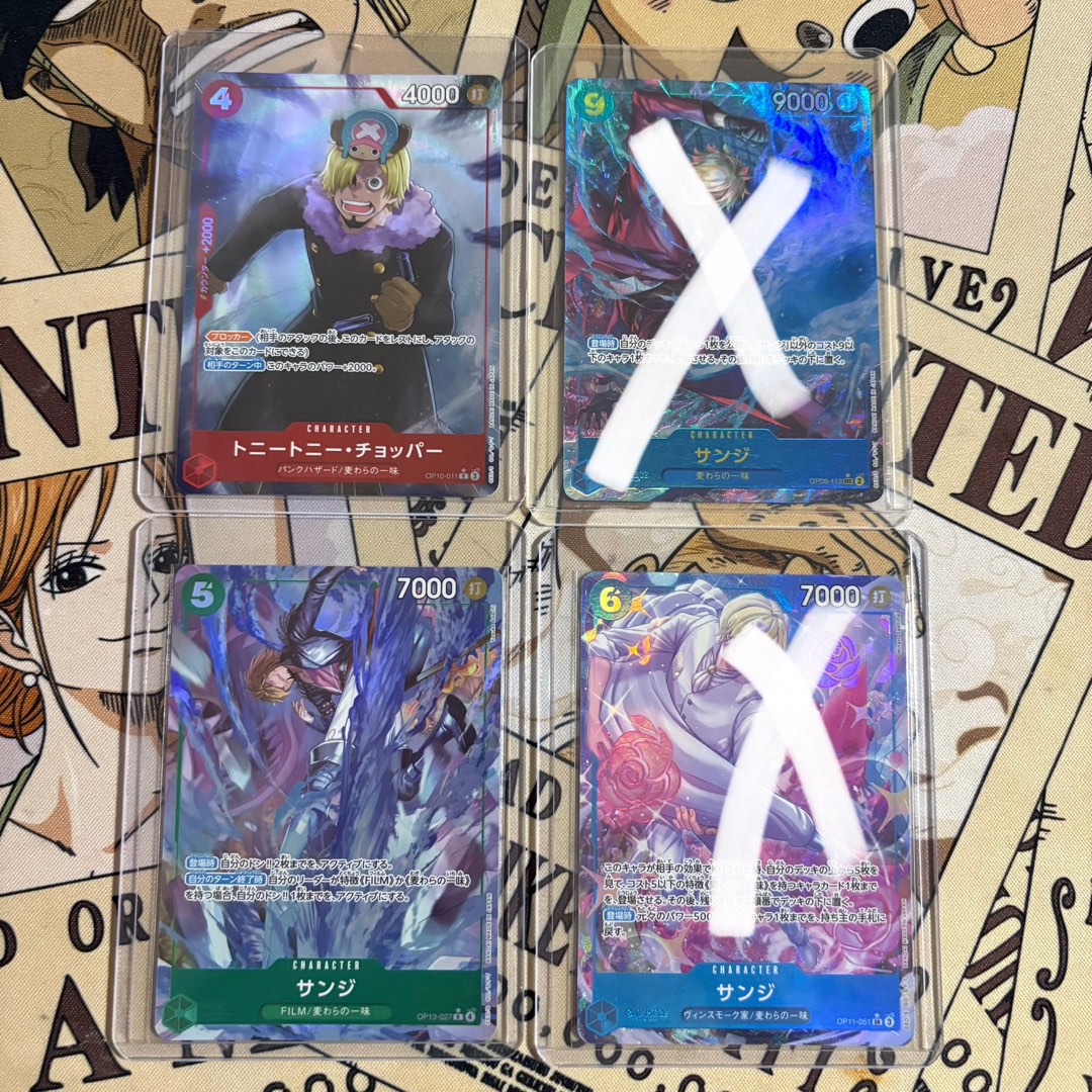 wts one piece card op10 sanji chopper aa , op13 sanji aa, Hobbies ...