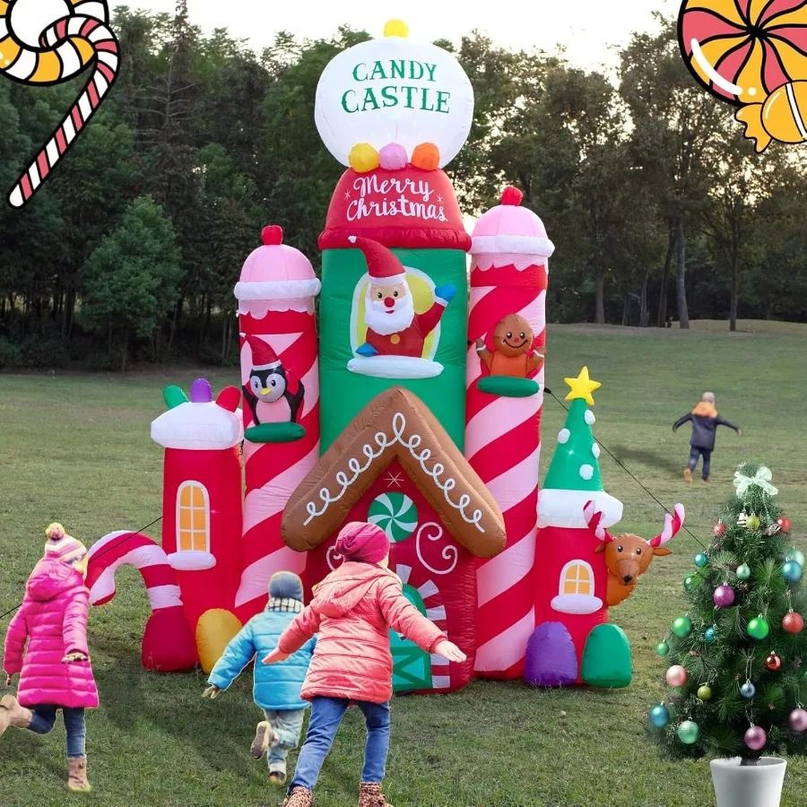 10 FT Christmas Inflatable DecorationsGaint Candy Castle Inflatable ...