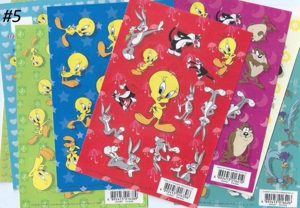 💥 Animation Character - Set of 9 Vintage 1997 Looney Tunes Stickers for ...