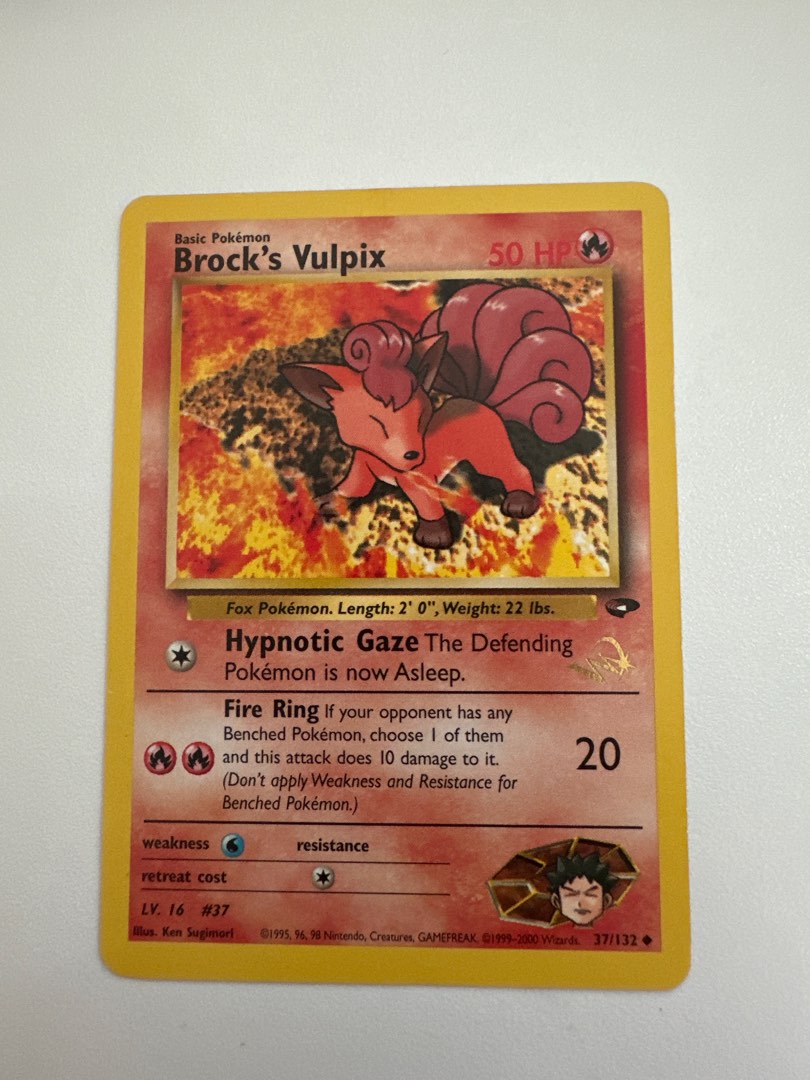Brock's Vulpix Pokemon Card wotc promo gold stamp, Hobbies & Toys, Toys ...