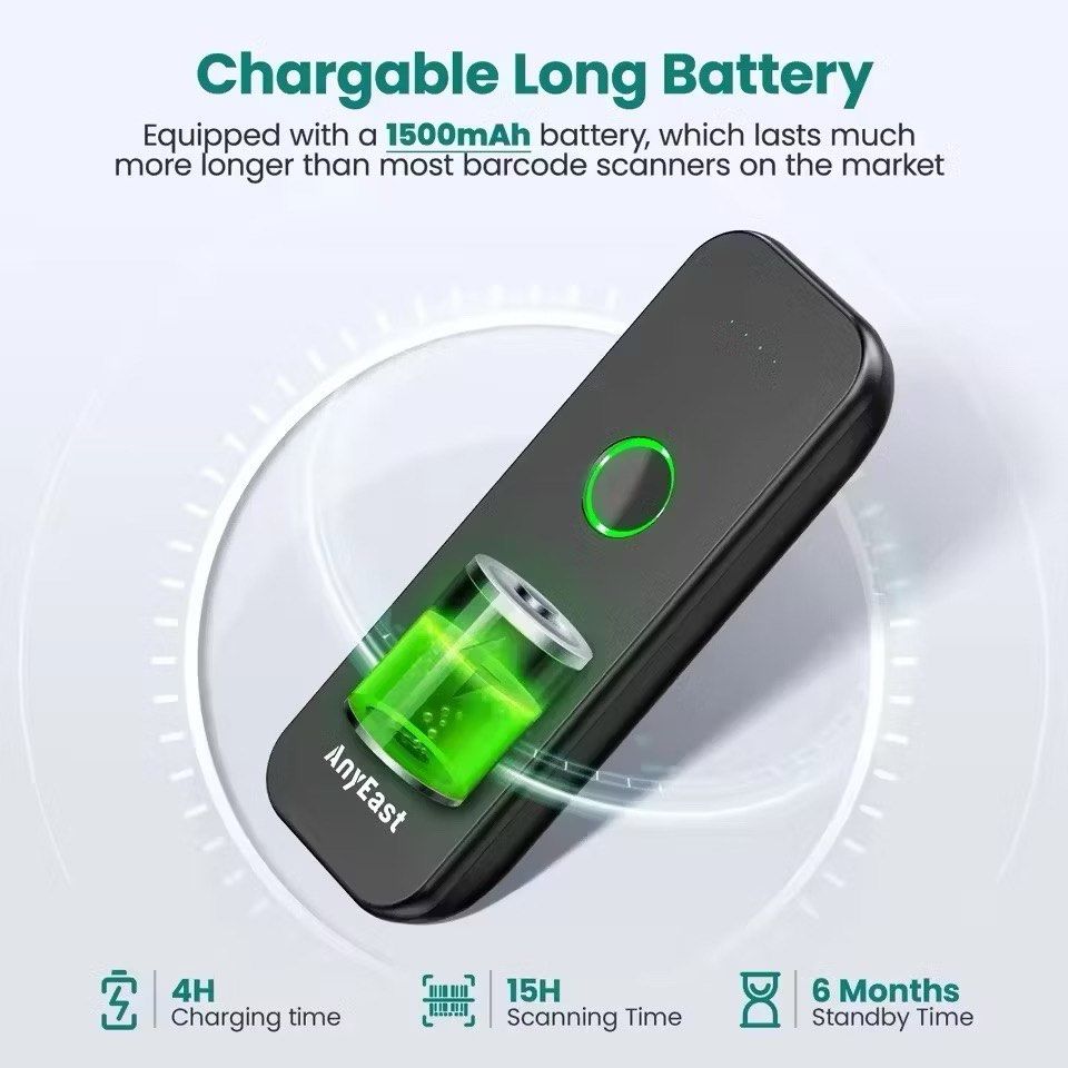 Mini 2D Wireless Barcode Scanner | Anyeast Portable 3-in-1 Bluetooth ...