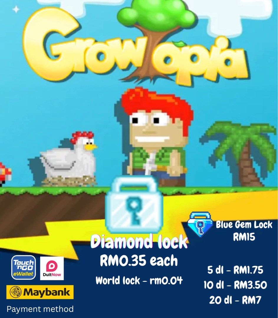 *READ DESCRIPTION* RM0.35 | Growtopia World Lock / Diamond Lock / Blue ...