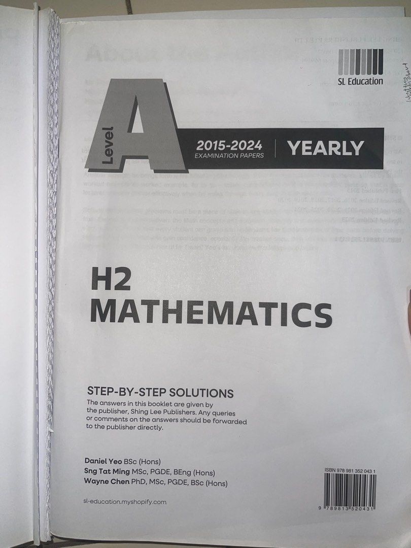 SL Education A-Level H2 Mathematics Yearly Examination Papers, Hobbies ...
