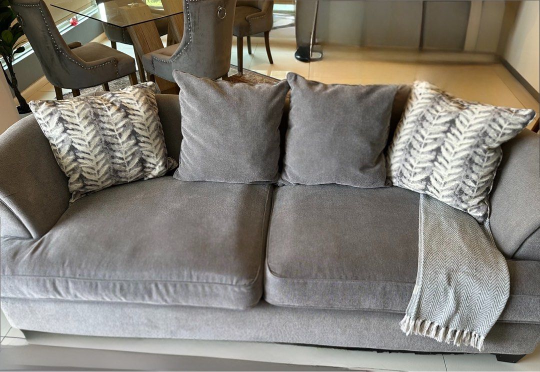 [SSF PREMIUM] Grey Sofa Modern Style 3 Seater, Furniture & Home Living ...