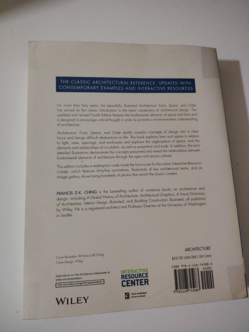(Used) Francis D.K. Ching: Architecture, Form, Space, & Order (4th ...