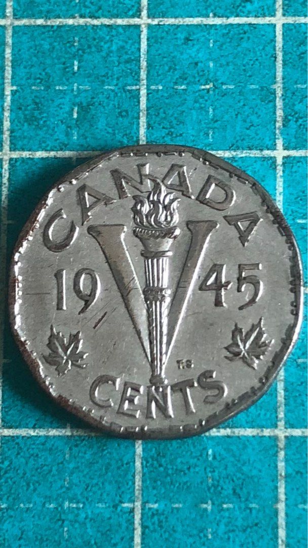 📣🈹Sale 15% disc/Fixed Price Canada Victory 5 cents 1945, chrome plated ...