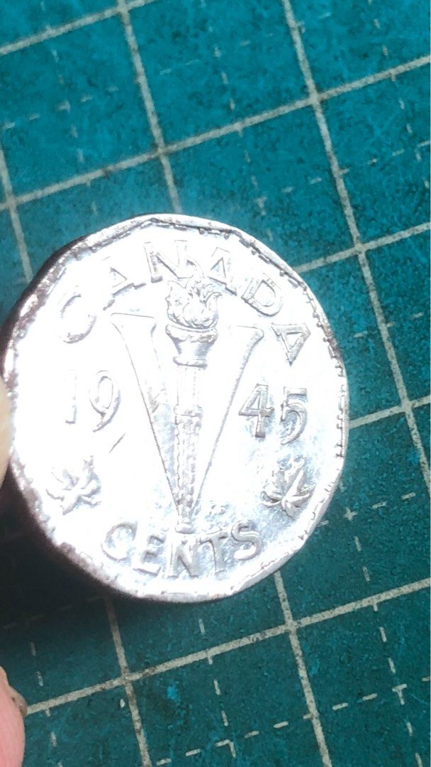 📣🈹Sale 15% disc/Fixed Price Canada Victory 5 cents 1945, chrome plated ...