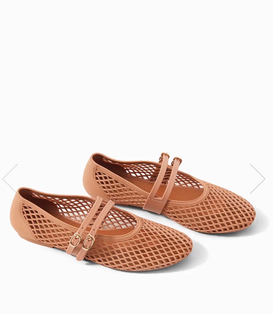 Brand New CLN Mesh Mary Janes in Tan with box, Women's Fashion ...