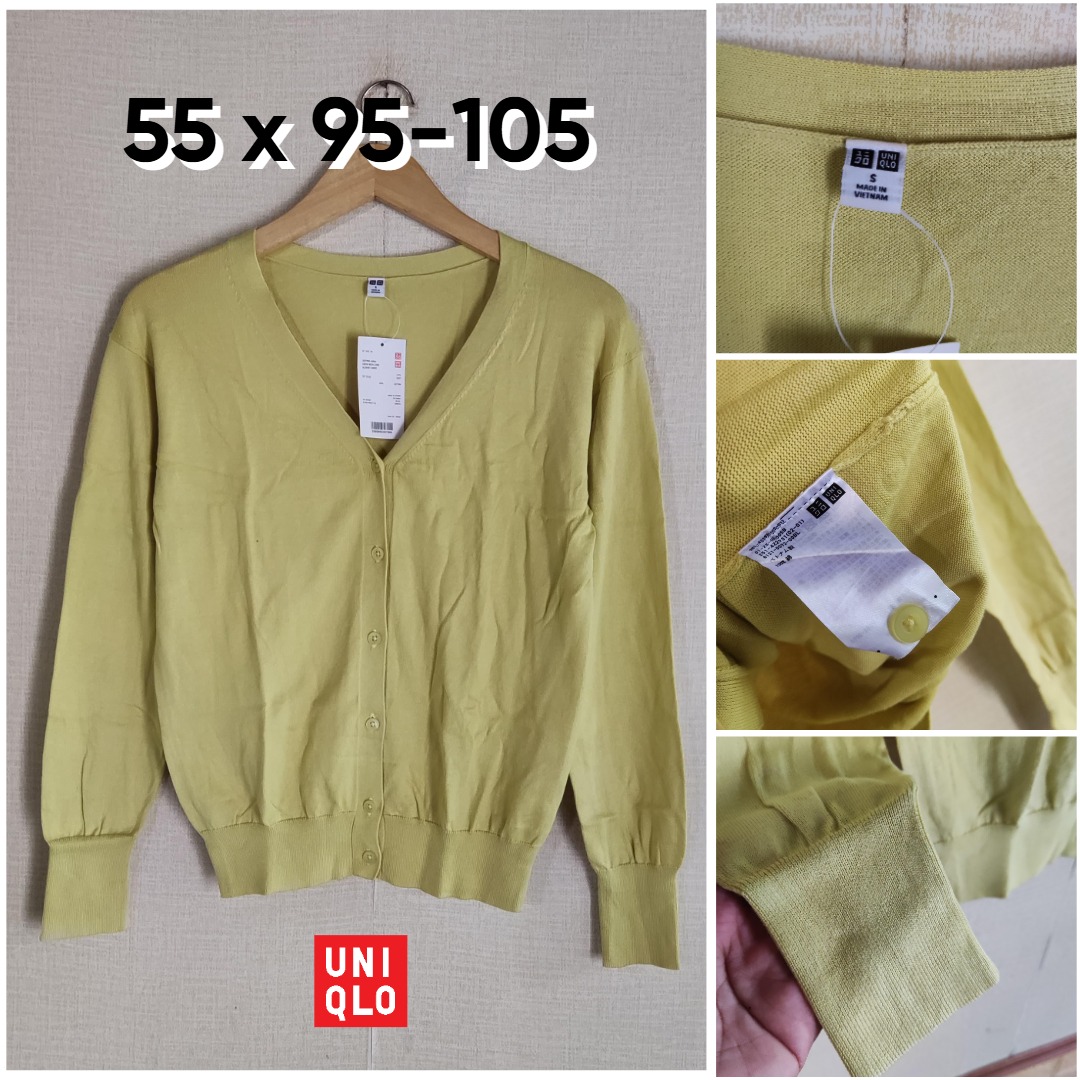 Cardigan UNI Kuning Lemon V Neck Size S Wanita Atasan Cewek Outer Knit ...