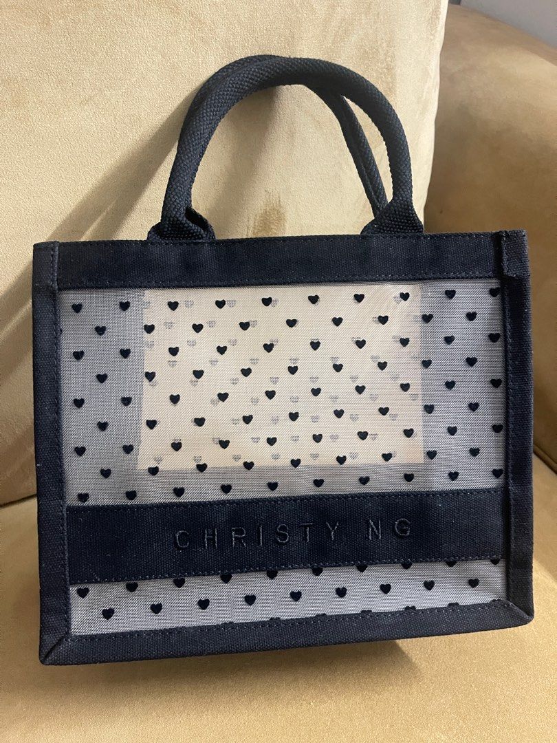Christy Ng - Alyssa Mini Mesh Tote Bag in Black Love, Women's Fashion ...