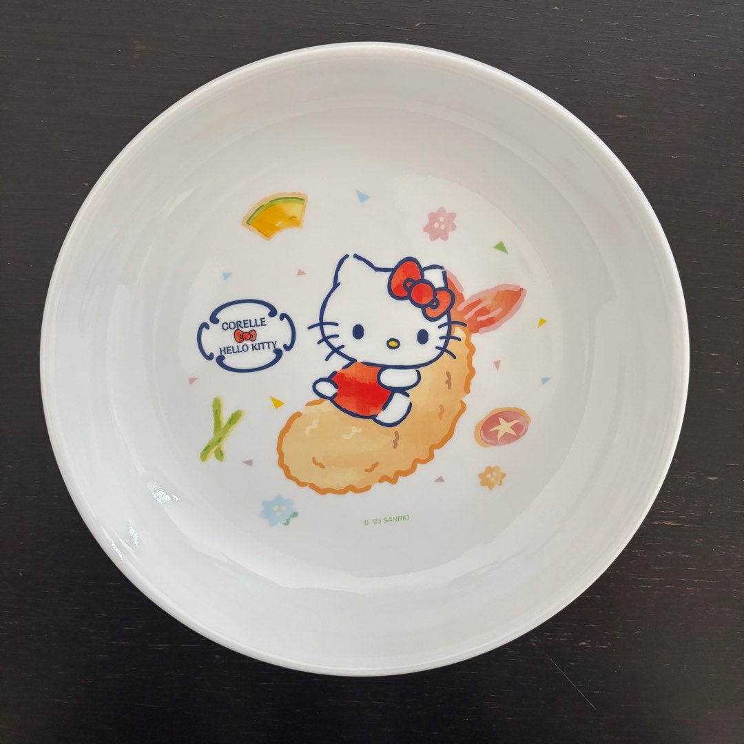 CORELLE X Hello Kitty 美國康寧和風美食系列 炸蝦尾21cm碟盤 bowl plate, 傢俬＆家居, 廚具和餐具, 炊具 ...
