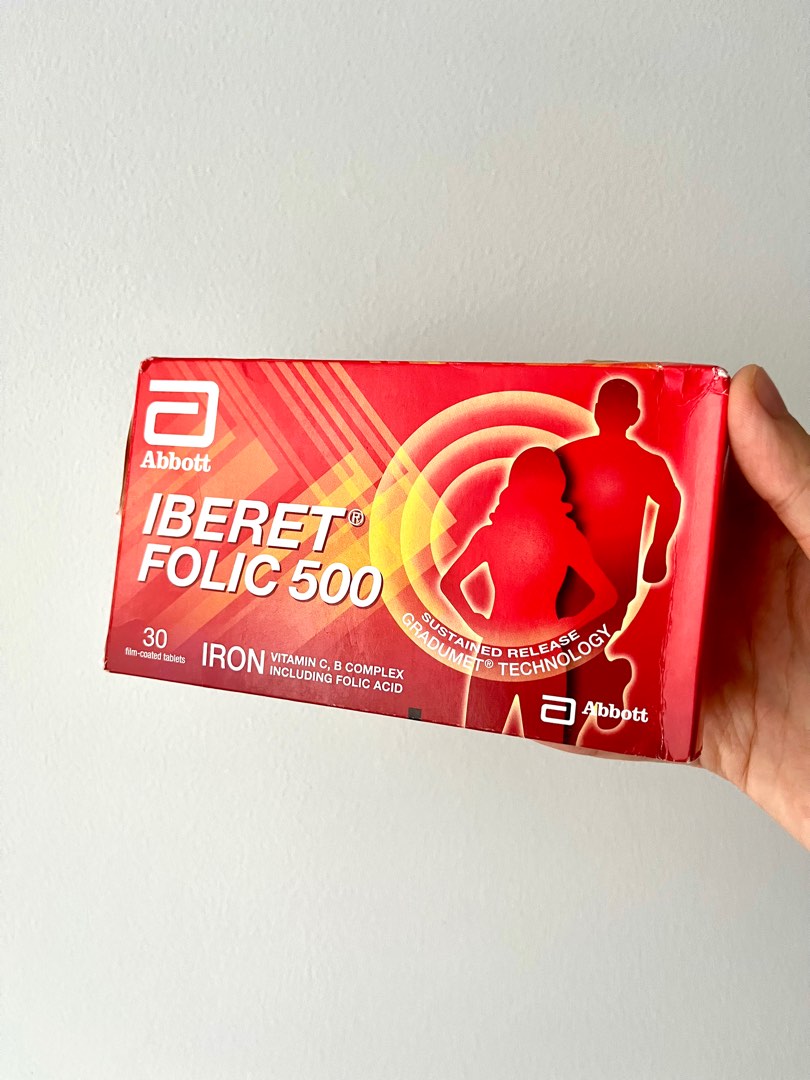 [EXP:20 Feb 2026] 32s Iberet Folic 500mg film-coated tablets Iron ...