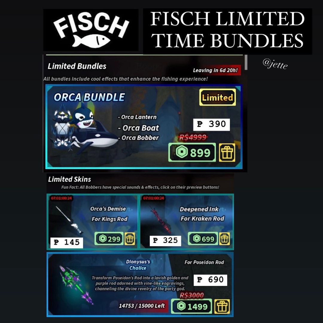 FISCH ROBLOX FISH FISHING GAME LIMITED TIME BUNDLE BUNDLES SET ORCA ...
