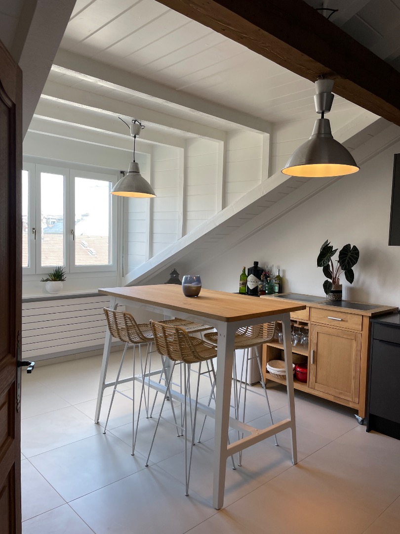 High table + 4 high chairs, Furniture & Home Living, Furniture, Tables ...