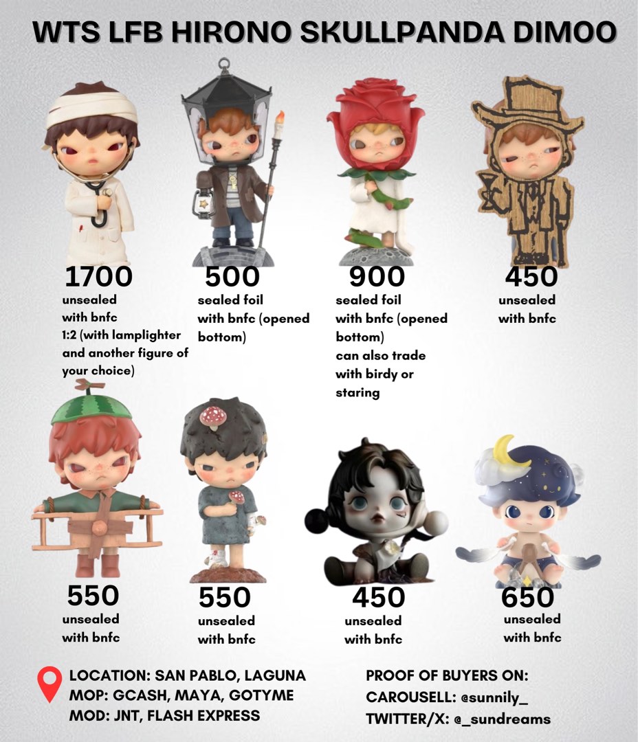 Hirono Healer Lamplighter Rose Poet Aviator Parasite Dimoo Moonlight ...