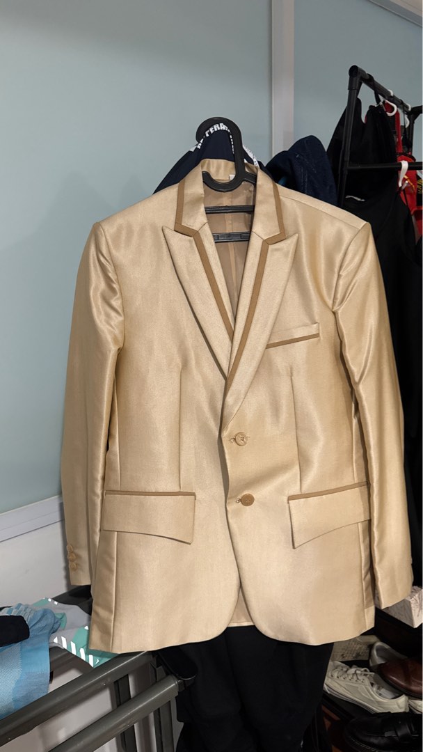 Jas pria gold ukuran M formal bagus untuk wedding, Barang Mewah ...