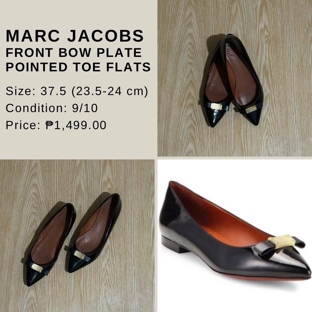 MARC JACOBS FRONT BOW PLATE POINTED TOE FLATS, Women's Fashion ...