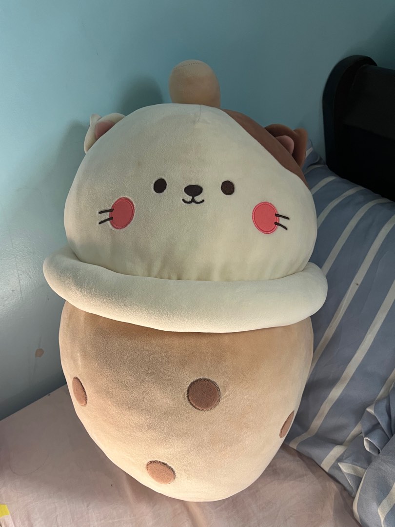 [MINISO] Big Boba Cat Plush, Hobbies & Toys, Toys & Games on Carousell