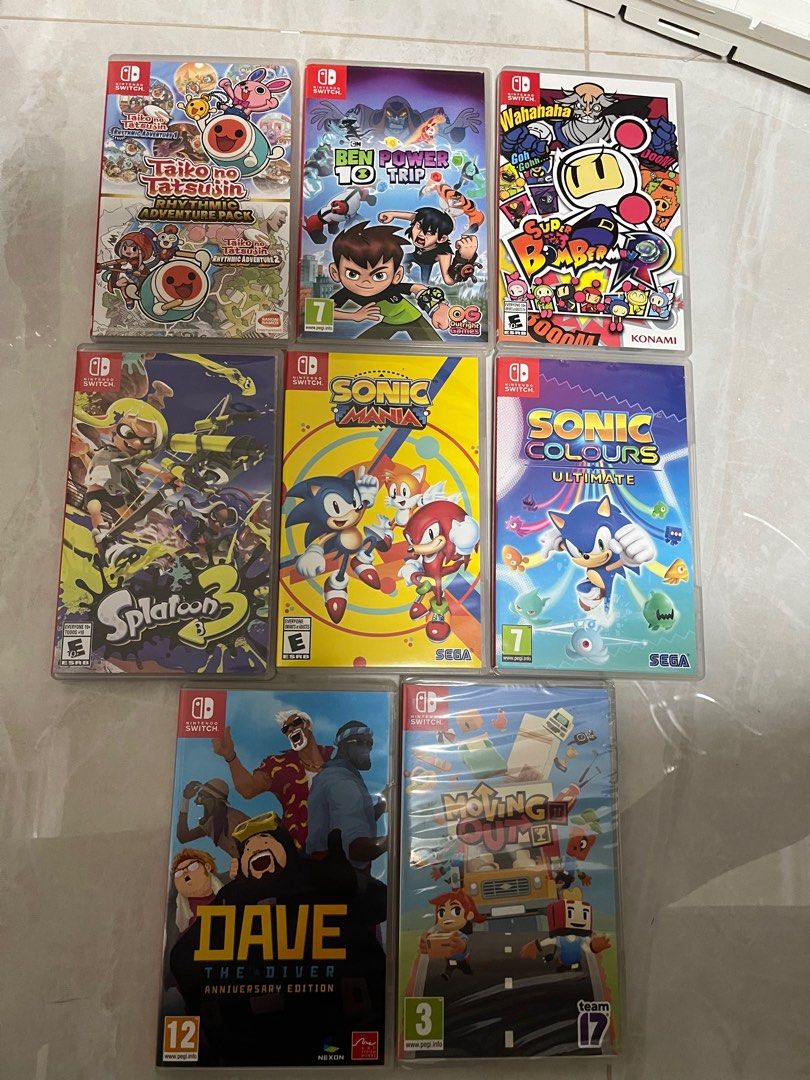 Nintendo switch games Ben 10 , dave the diver, sonic, splatoon ...