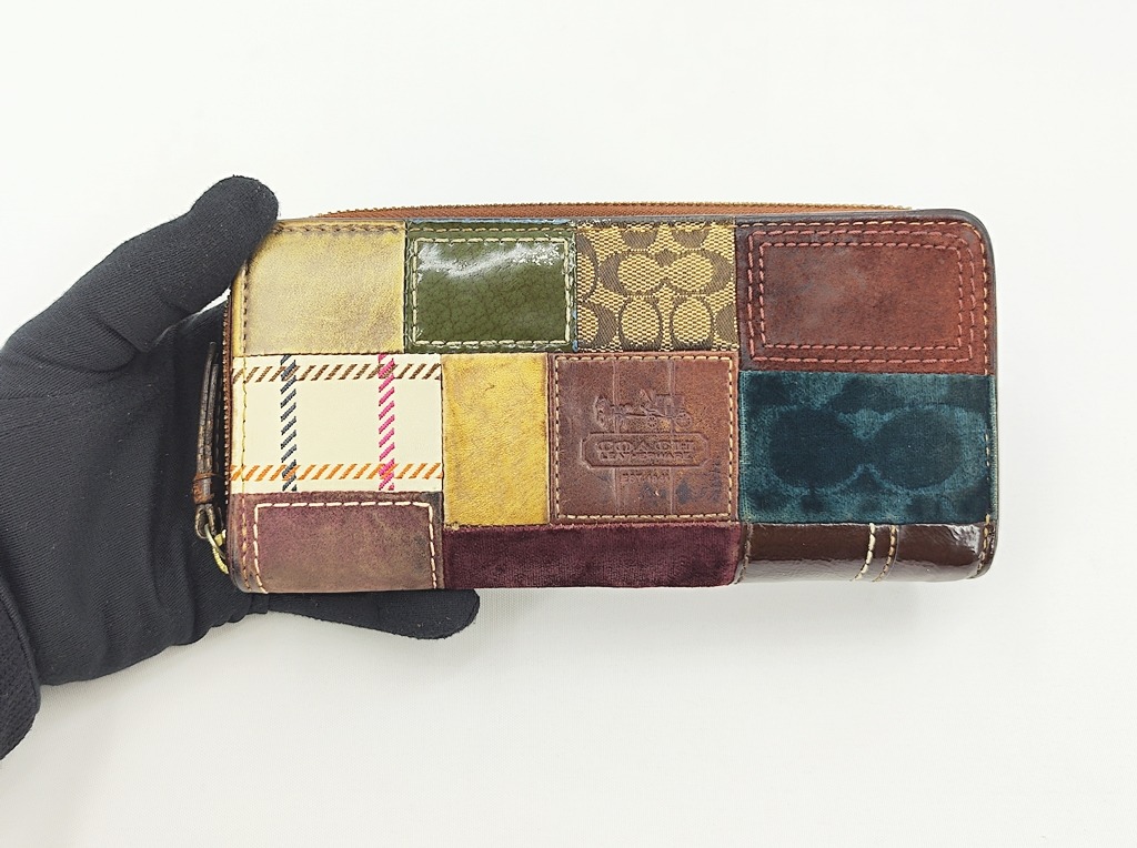 original COACH patchwork full leather zip around long wallet, Women's ...