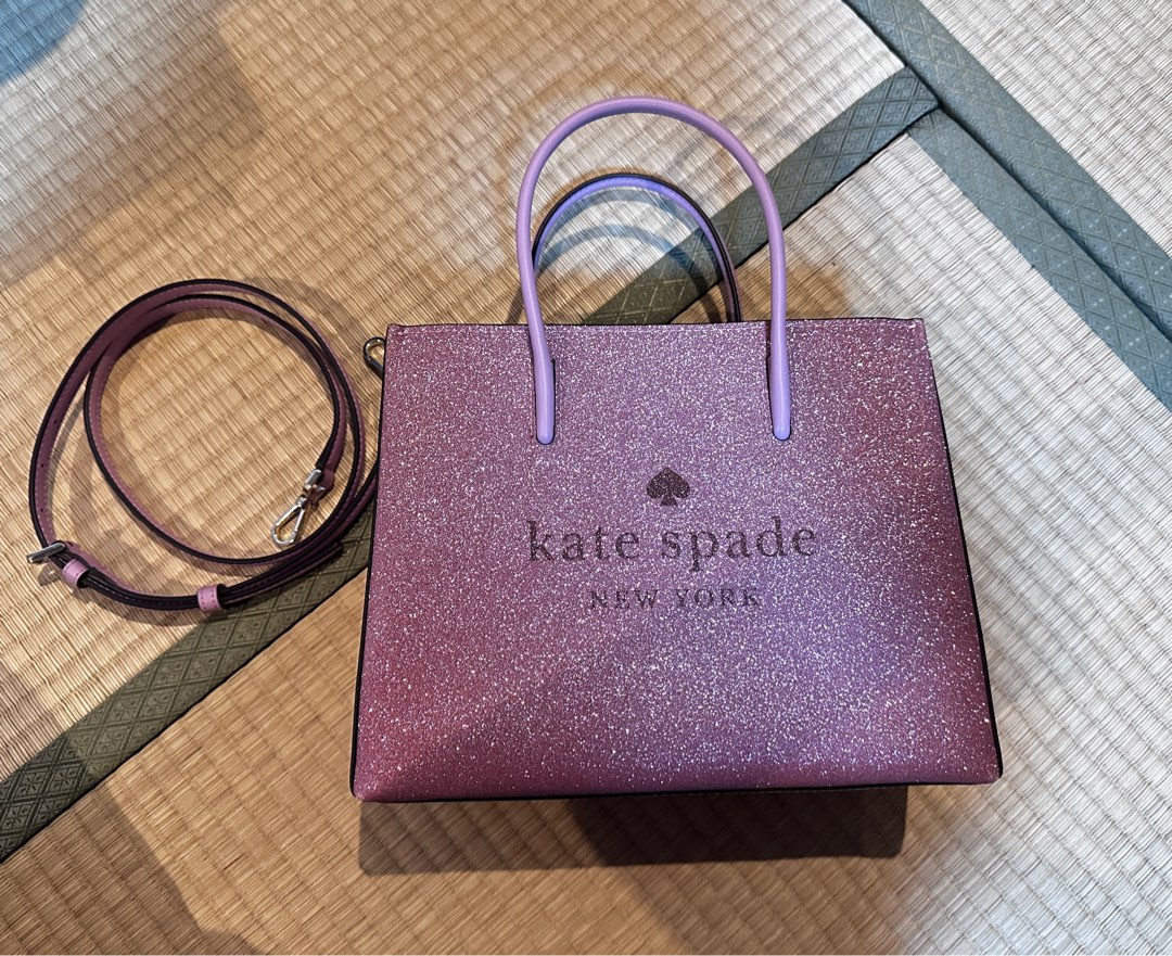 Pink Kate Spade New York Trista Glitter Rose Shopper Tote Crossbody Bag ...