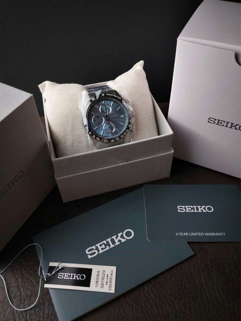 SEIKO Spirit SBTR029 Blue Chronograph Quartz Stainless Men's Watch New with Box, Luxury, Watches ...